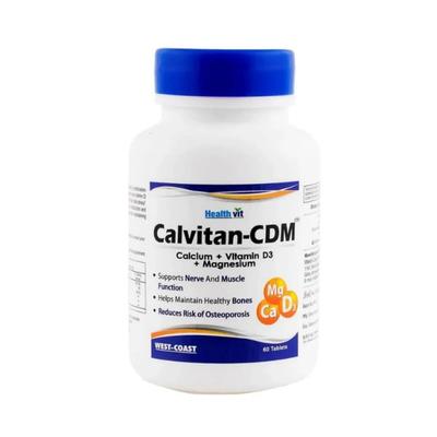 Buy Healthvit Calvitan-CDM Calcium + Vitamin D3 + Magnesium -Tablets 60 ...
