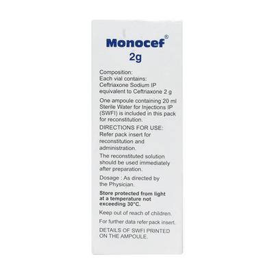 Monocef 2Gm Injection 1's : Price, Uses, Side Effects | Netmeds