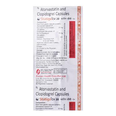 Buy STATIGA CV 20 Capsule 10's Online at Upto 25% OFF | Netmeds