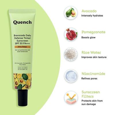 Buy Quench Botanics Bravocado Daily Defense Tinted Sunscreen SPF 50 PA ...
