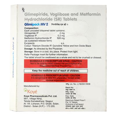 Glimipack MV 2mg Tablet 10'S : Price, Uses, Side Effects | Netmeds
