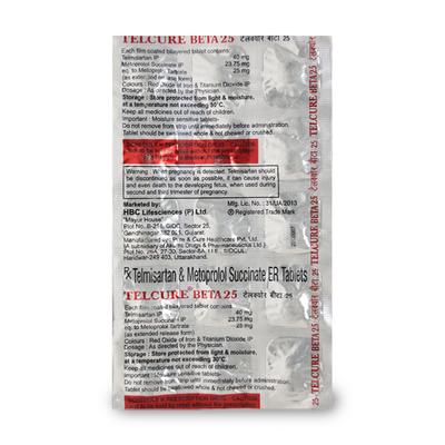 TELCURE BETA 25mg Tablet 15's : Price, Uses, Side Effects | Netmeds