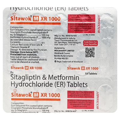 Buy SITAWOK M XR 1000 Tablet 15's Online at Upto 25% OFF | Netmeds
