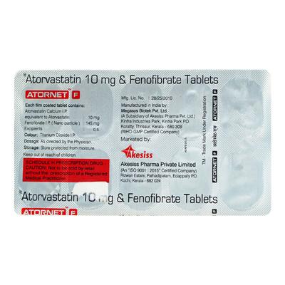 Buy ATORNET F Tablet 10's Online at Upto 25% OFF | Netmeds