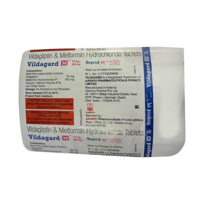 VILDAGARD M 50/500mg Tablet 15's - Price, Uses, Side Effects | Netmeds