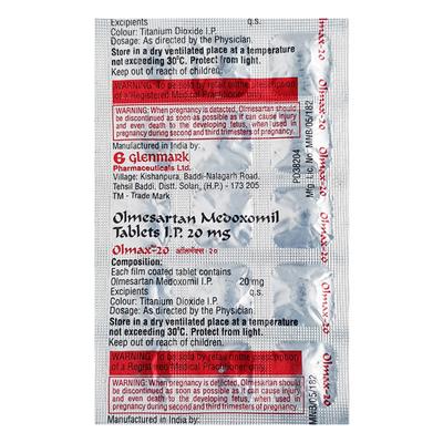 Olmax 20mg Tablet 15'S : Price, Uses, Side Effects | Netmeds