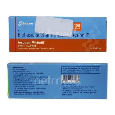 Insugen 30/70 Refil Cartridge 1X3ml : Price, Uses, Side Effects | Netmeds