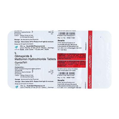 GPRIDE M 1mg Tablet 10's : Price, Uses, Side Effects | Netmeds