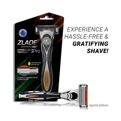 Buy Zlade Hyperglide5 Pro Shaving Razor For Men - Sports Edition 51 gm ...