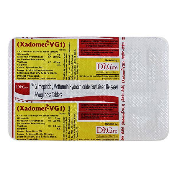 XADOMET VG 1 Tablet 10's : Price, Uses, Side Effects | Netmeds