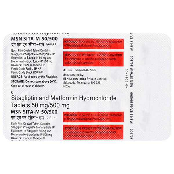 MSN SITA M 50/500 Tablet 10's - Price, Uses, Side Effects | Netmeds