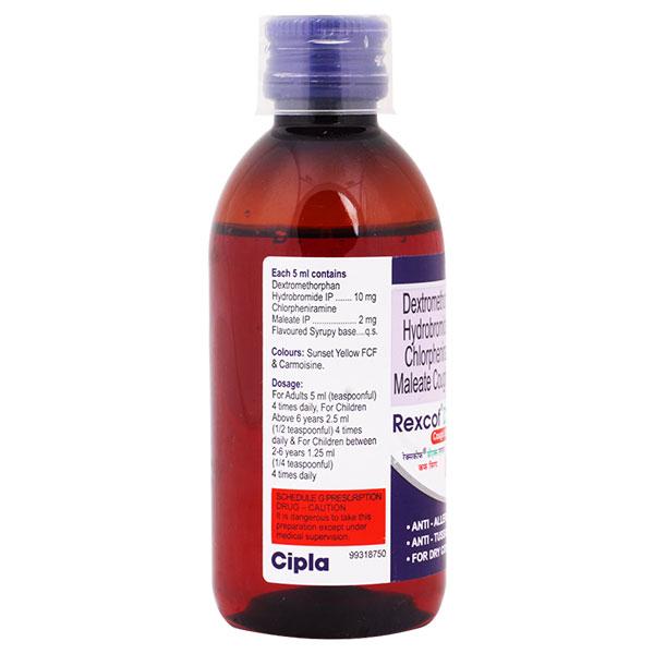 Buy REXCOF DX NF COUGH Syrup 100ml Online at Upto 25% OFF | Netmeds