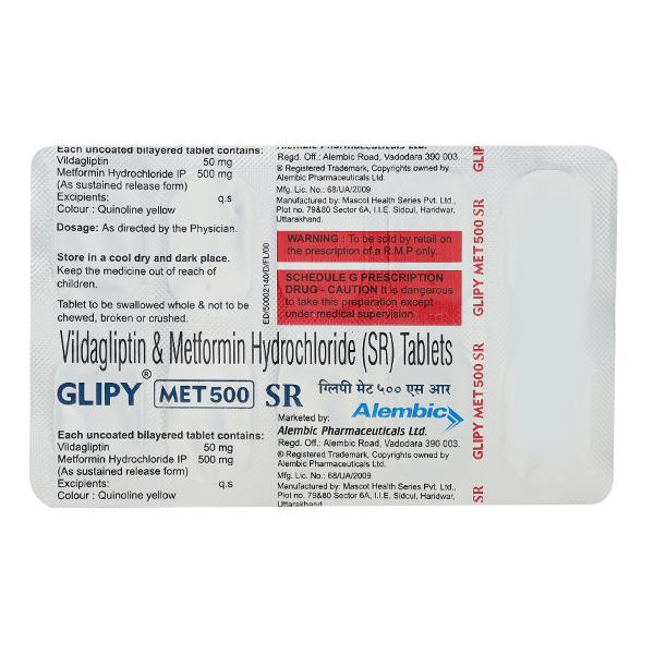Buy GLIPY MET SR 500 Tablet 10's Online at Upto 25% OFF | Netmeds