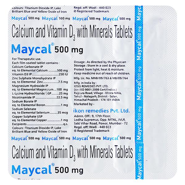 Buy MAYCAL 500mg Tablet 15's Online at Upto 25% OFF | Netmeds