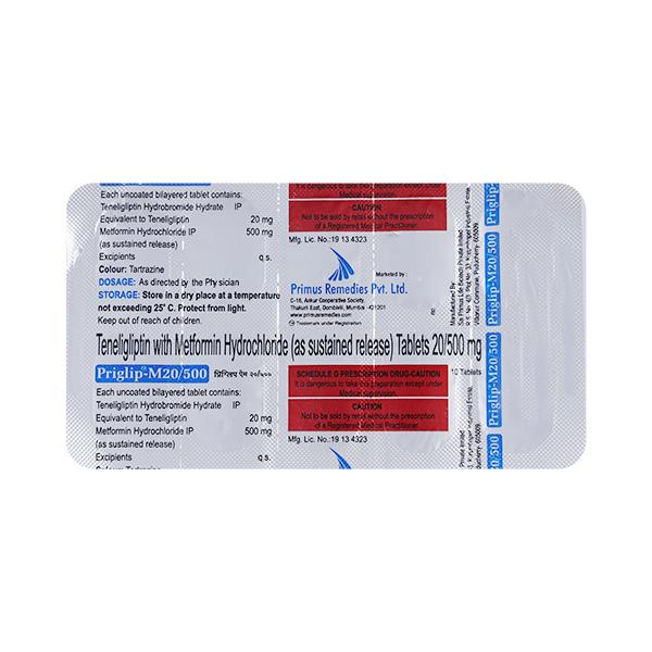 Priglip M 20/500mg Tablet 10'S : Price, Uses, Side Effects | Netmeds