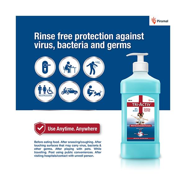 Buy Tri-Activ Sanitizing Hand Rub Liquid 500 ml Online at Discounted ...