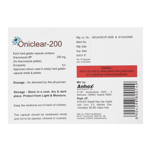 Buy ONICLEAR 200mg Capsule 10's Online at Upto 25% OFF | Netmeds
