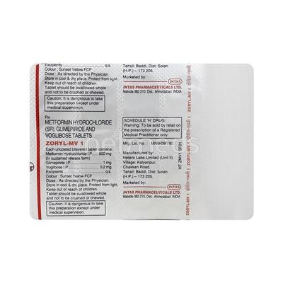 Zoryl MV 1mg Tablet 10'S