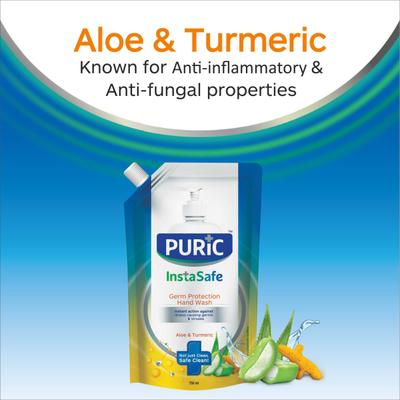 Puric Insta Safe Hand Wash Refill - Aloe & Turmeric 750 ml (Buy 1 Get 1 ...