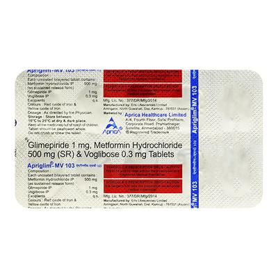 APRIGLIM MV 103 Tablet 10's : Price, Uses, Side Effects | Netmeds
