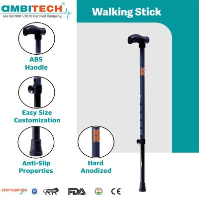 AmbiTech Premium MS Height Adjustable Single Walking Stick (Gray) 1's ...