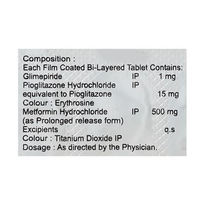 GLITARAY MP 1/500/15mg Tablet 15's