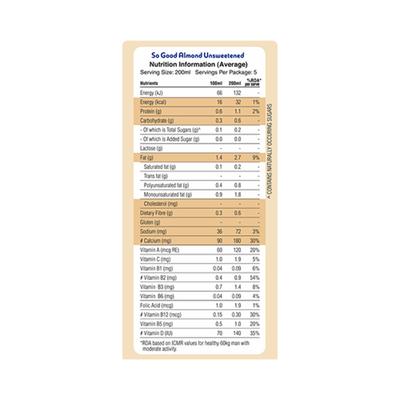 Buy So Good Plant-Based Almond Beverage - Unsweetened 1 Litre Online at ...