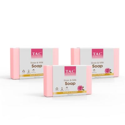 TAC The Ayurveda Co. Bathing Soap - Rose & Milk (Pack of 3 x 100 gm) 1 ...